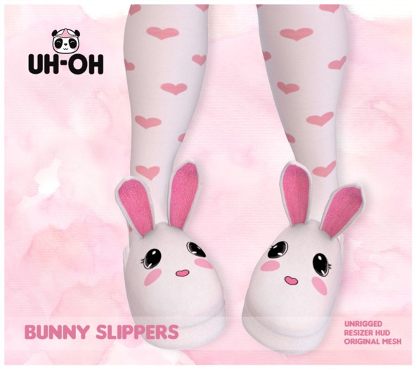 Second Life Marketplace - uh-oh: Bunny Slippers - Unrigged - White ...
