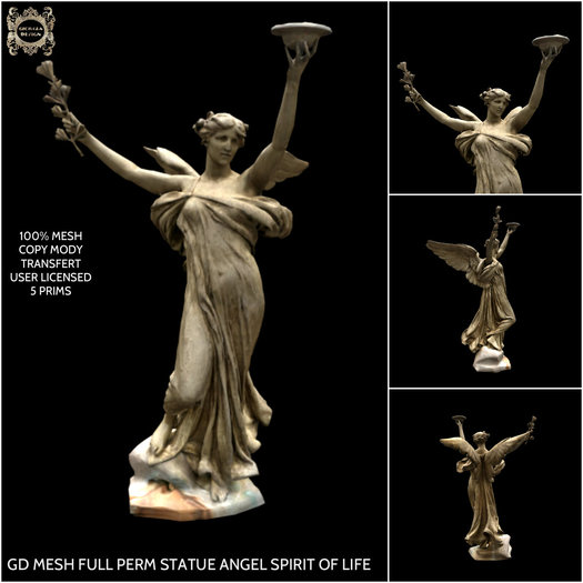 Second Life Marketplace - GD MESH FULL PERM STATUE ANGEL SPIRIT OF LIFE