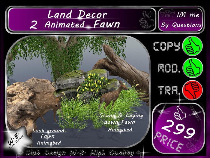 Second Life Marketplace - * Land Decor * 2 Animated * Fawn