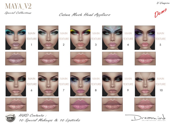 Second Life Marketplace - DEMO | DREAM INK "Catwa Mesh Head Appliers ...