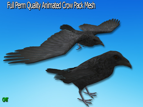 Second Life Marketplace - Full Perm Amazing Animated Crow Pack Mesh