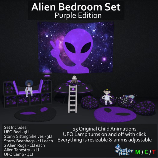 Second Life Marketplace - [Jester Inc.] Alien Bedroom Set - Purple Edition!