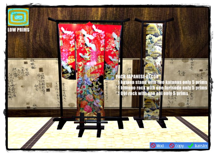 Second Life Marketplace - PACK JAPANESE DECOR FURISODE KATANAS OBI [KS ...