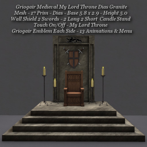 Second Life Marketplace - Griogair Medieval My Lord Throne Dias Granite