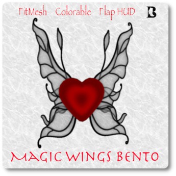 Second Life Marketplace - Blackburns Magic Wings Flap HUD Colorable DEMO
