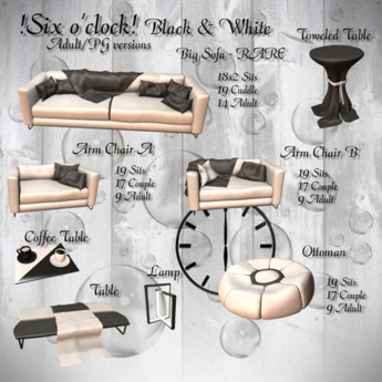 Second Life Marketplace - !six o'clock! B&W Lamp