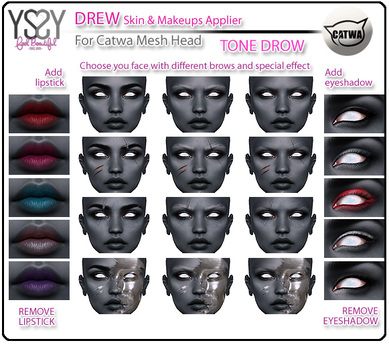 Second Life Marketplace - *YS&YS* Drew Tone DROW Skin Applier for Catwa ...