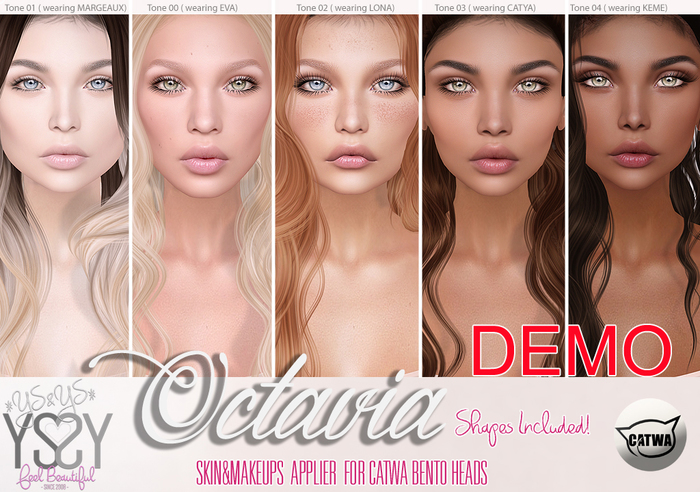 Second Life Marketplace - DEMO *YS&YS* OCTAVIA Skin Applier for CATWA + BOM