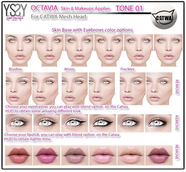 Second Life Marketplace - *YS&YS* Octavia Tone 01 Skin Applier for ...