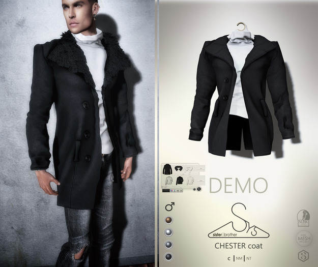 Second Life Marketplace - [sYs] CHESTER coat M (fitted & body mesh) - DEMO