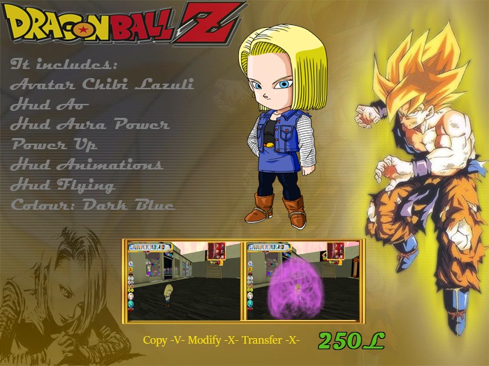 Second Life Marketplace - DBZ (Chibi Lazuli "A-18") Color "Dark Blue"