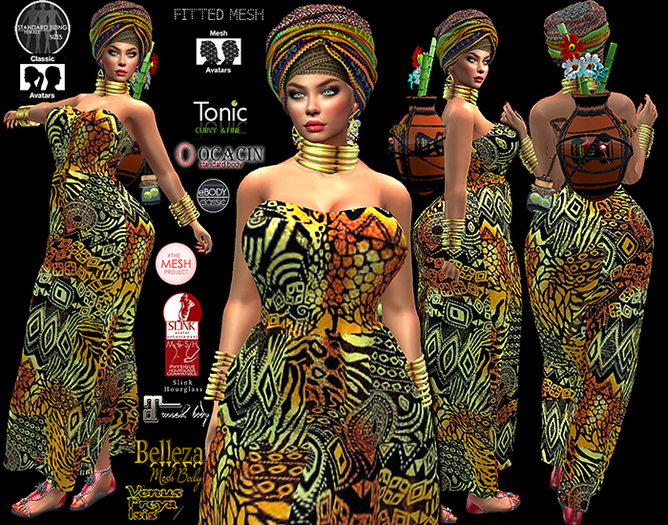 Second Life Marketplace - AFRICAN SET-BELL-MAITR-TMP-SLINK-TONIC-EBODY ...