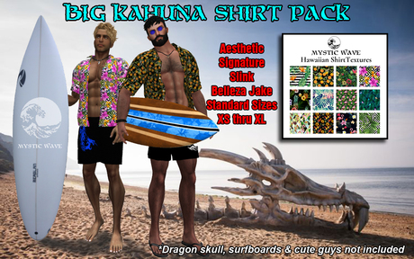 Second Life Marketplace - Big Kahuna Men's Hawaiian Shirt Pack