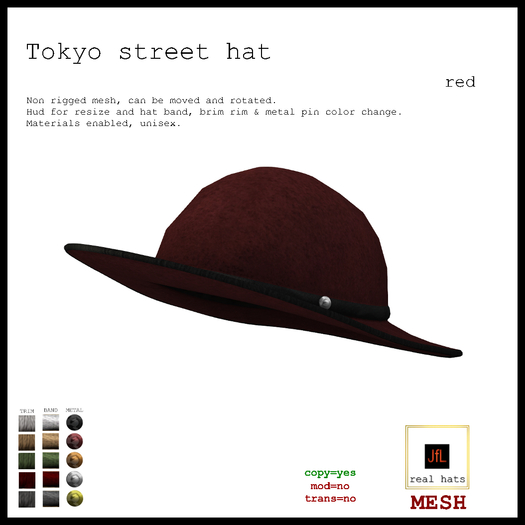 Second Life Marketplace - JfL Tokyo street hat_ red_BOXED