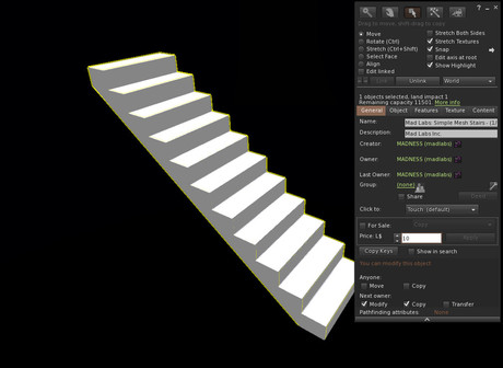 Second Life Marketplace - Mad Labs: Simple Mesh Stairs - (1/LI)