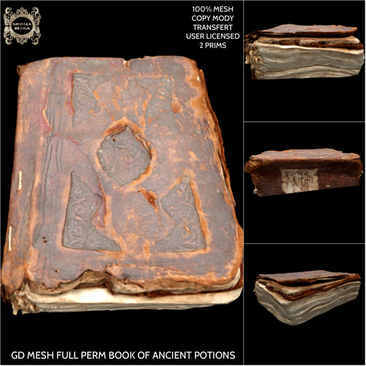 Second Life Marketplace - GD MESH FULL PERM BOOK OF ANCIENT POTIONS