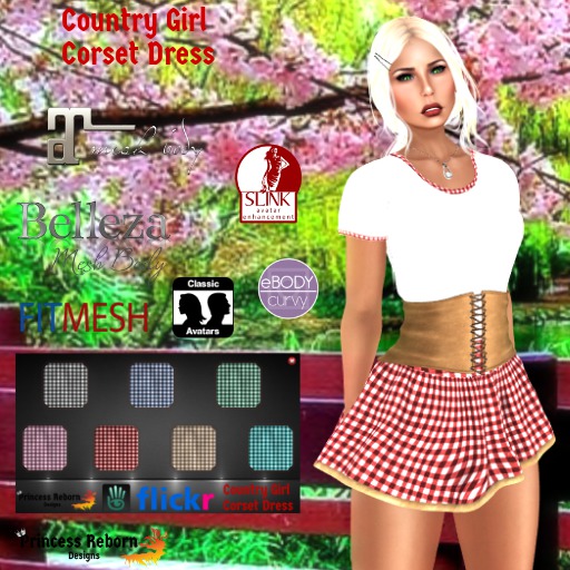 Second Life Marketplace Demo Country Girl Corset Dress Boxed