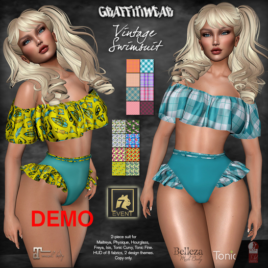 Second Life Marketplace - Graffitiwear Vintage Swimsuit DEMO