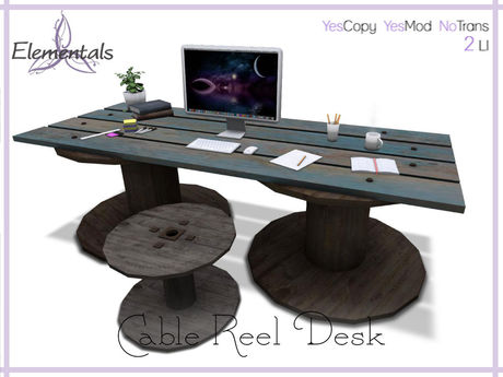 Second Life Marketplace - {Elementals} Cable Reel Desk {Animated & Rez ...