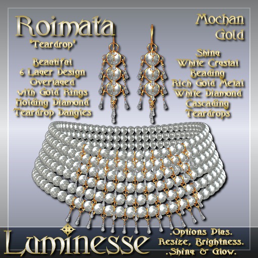 Second Life Marketplace - ROIMATA "Teardrop" Mochan Choker & Earrings ...