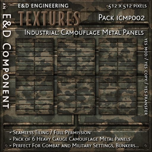 Second Life Marketplace - [ICMP002] 6 Heavy Metal Camouflage Textures ...