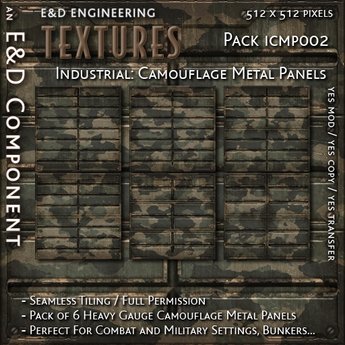 Second Life Marketplace - [ICMP002] 6 Heavy Metal Camouflage Textures ...