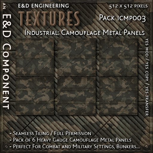 Second Life Marketplace - [ICMP003] 6 Heavy Metal Camouflage Textures ...