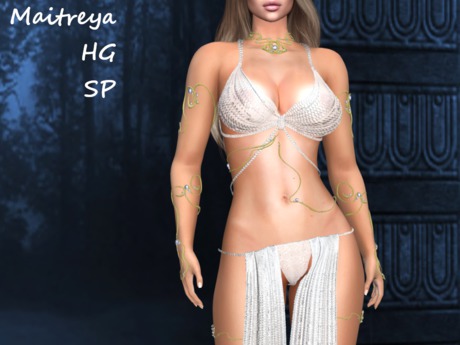 Second Life Marketplace - ~PP~ Shimmering Sheer White Harem Set- Attach To Unpack