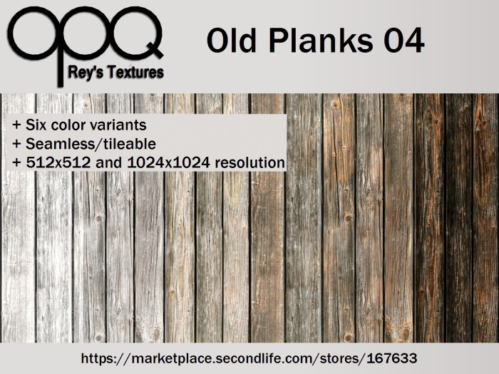 Second Life Marketplace - Rey's Old Planks 04 - Old worn plank textures