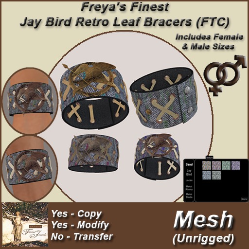 Second Life Marketplace - FFJ Full Texture Change (FTC) Jay Bird Bracer ...