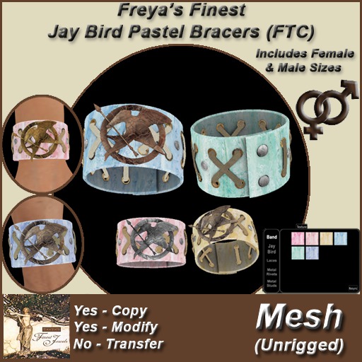Second Life Marketplace - FFJ Full Texture Change (FTC) Jay Bird Bracer ...