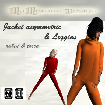 Second Life Marketplace - MMD Jacket asymmetric & Leggings rubin & terra