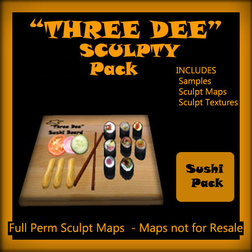 Second Life Marketplace - "Three Dee" Sushi Sculpty Pack