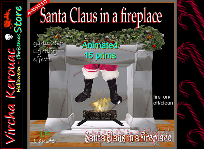 Second Life Marketplace - Santa Claus in a fireplace
