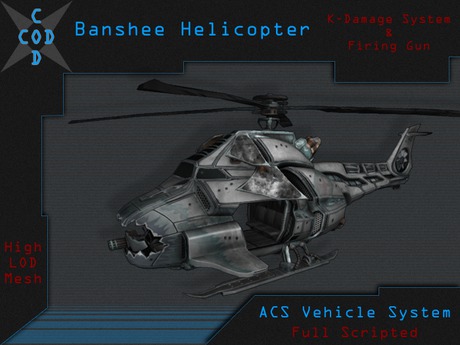 Second Life Marketplace - [COD] Banshee Helicopter (K-Damage) - Mesh