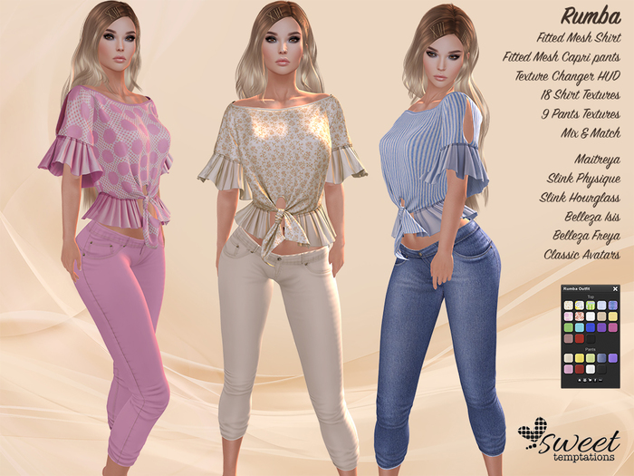 Second Life Marketplace - ST :: Rumba Outfit - Maitreya, Slink (P, H), Belleza ( I, F) - 18 ...