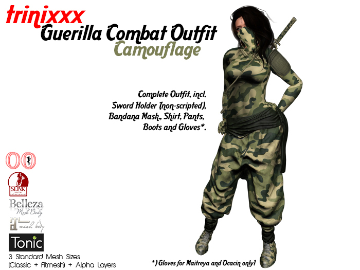 Second Life Marketplace - trinixxx Guerilla Combat Outfit Camouflage