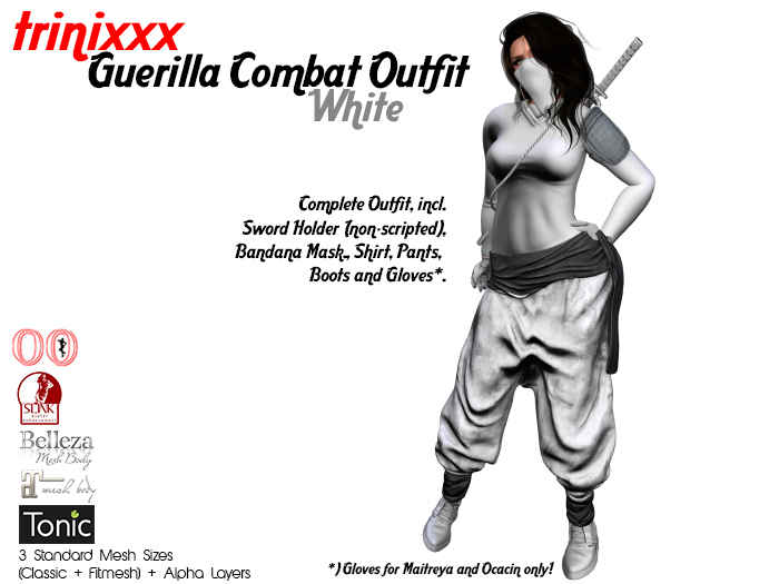 Second Life Marketplace - trinixxx Guerilla Combat Outfit White