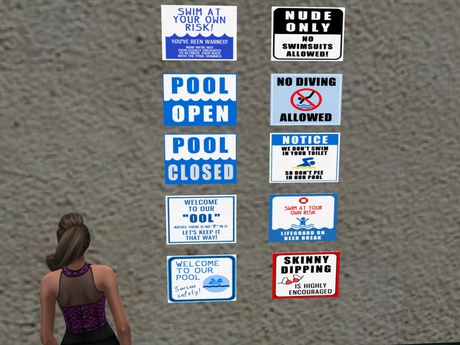 Second Life Marketplace - 9 Pool signs--Bag