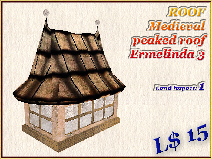 Second Life Marketplace - ROOF Medieval peaked roof Ermelinda 3 (1 LI)