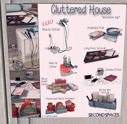 Second Life Marketplace - Second Spaces - Cluttered House - clean up ...