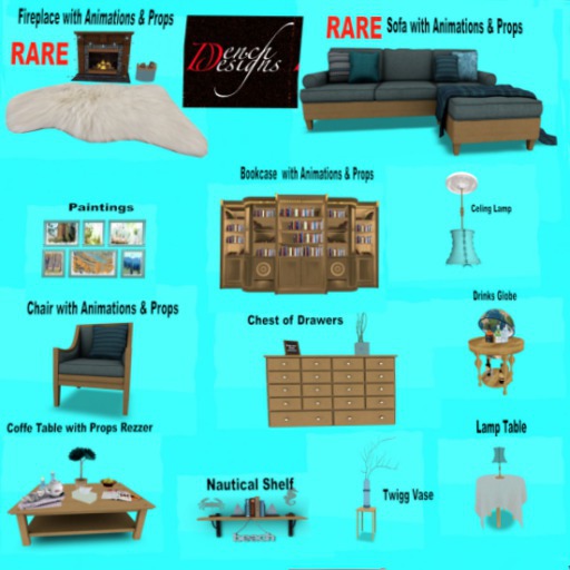 Second Life Marketplace - *Dench Designs* GACHA - Coffee Table (Blue)
