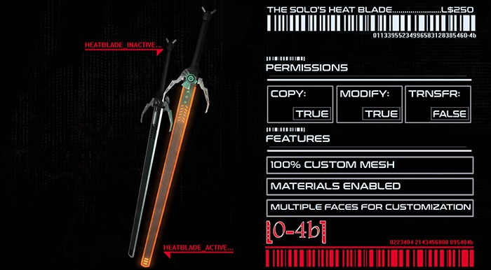 Second Life Marketplace - [0-4b] The Solo's Heat Blade