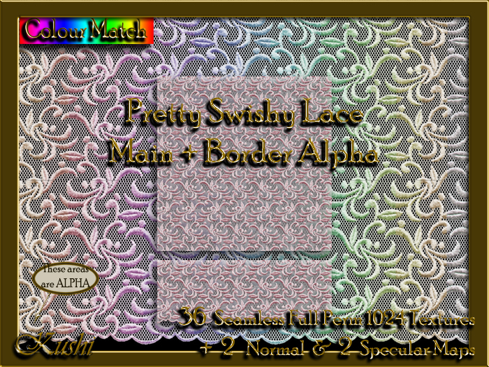 Second Life Marketplace - Pretty Swishy Lace Main + Border Alpha Textures