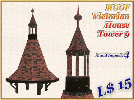 Second Life Marketplace - ROOF Victorian House Tower 9 (4 LI) (Full perm)