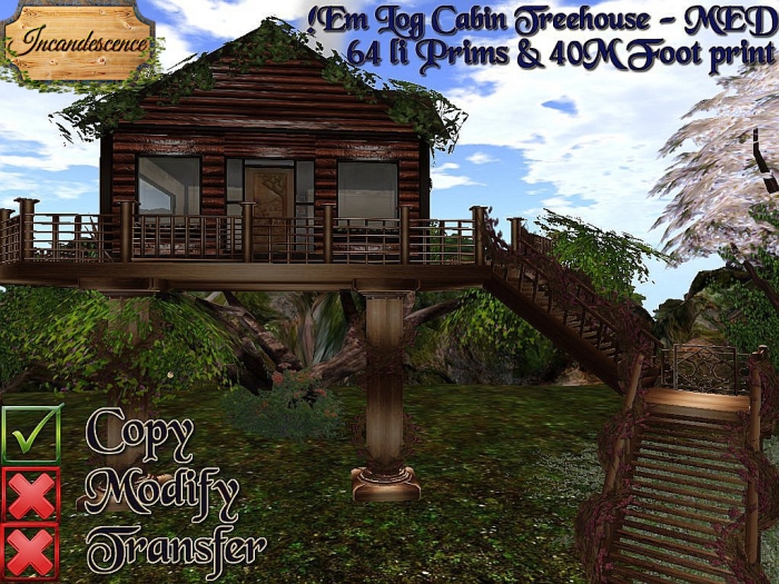 Second Life Marketplace - !Em Log Cabin Treehouse REZZER - MED
