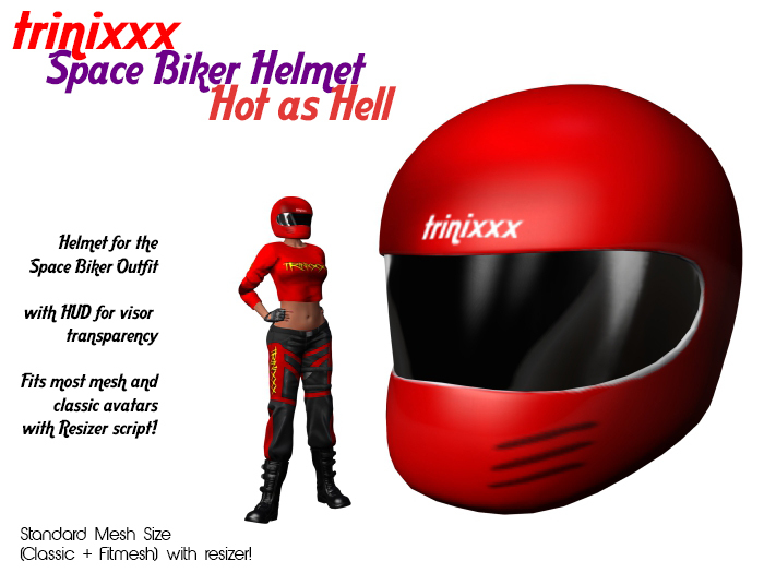 Second Life Marketplace - trinixxx Space Biker Helmet Hot as Hell