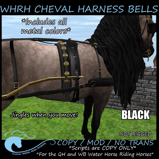 Second Life Marketplace - WHRH LH Cheval Carriage Harness Bells- Black