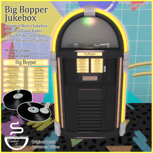 Second Life Marketplace - Kindred Soup - Big Bopper Jukebox (Obsidian)