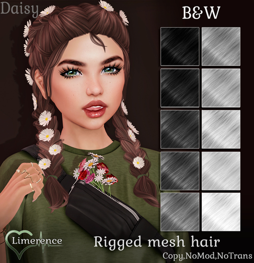 Second Life Marketplace - {Limerence} Daisy hair-B&W